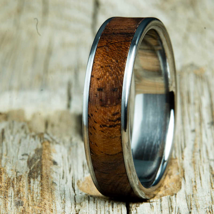 Black walnut mens ring – Peacefield Titanium