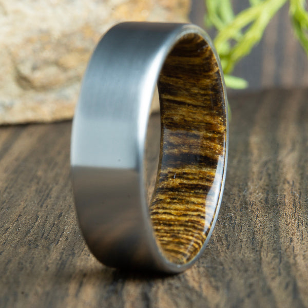 "The Barra" Bocote ring with titanium – Peacefield Titanium